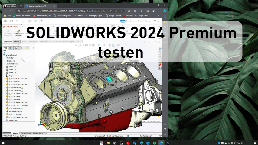 SOLIDWORKS Premium 2024 im Webbrowser testen - planetsoftware