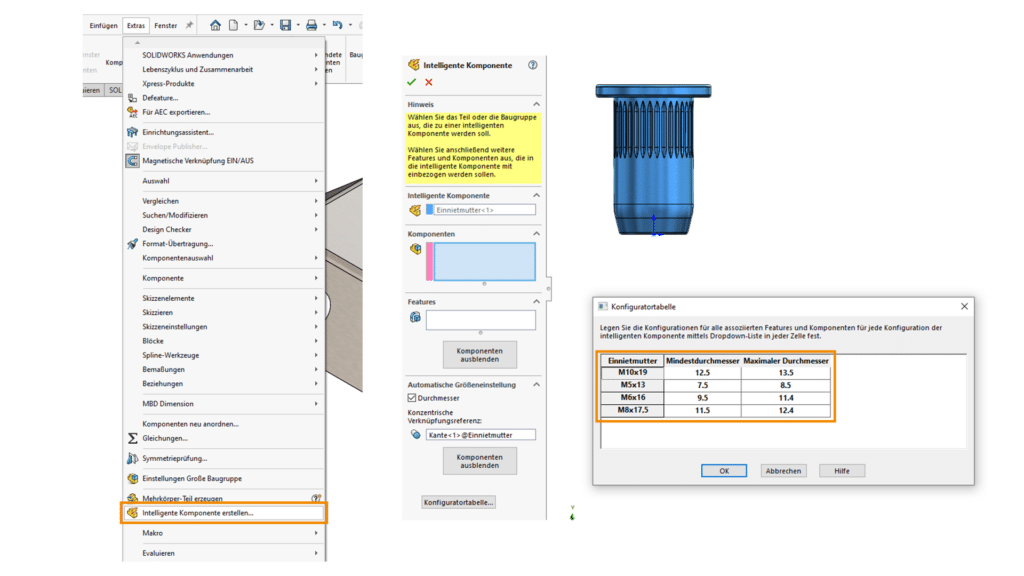 SOLIDWORKS intelligente Verknüpfungen